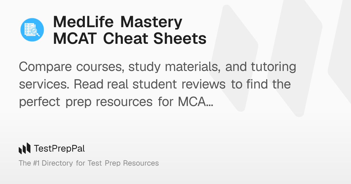 MedLife Mastery MCAT Cheat Sheets – TestPrepPal